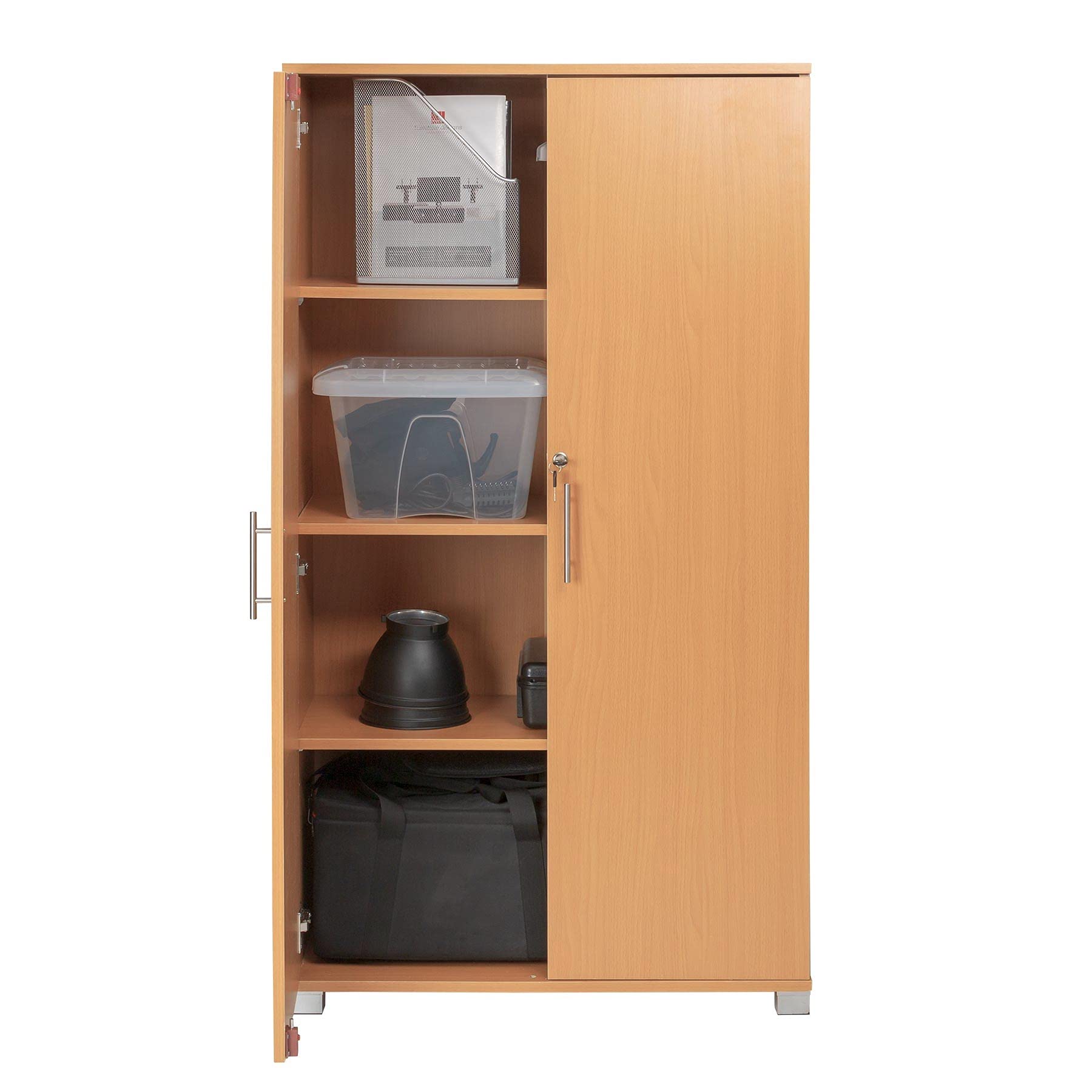 MMT Furniture Designs Ltd Office Storage Cupboard Bookcase Filing Cabinet Beech Lockable 2 Door Cabinet