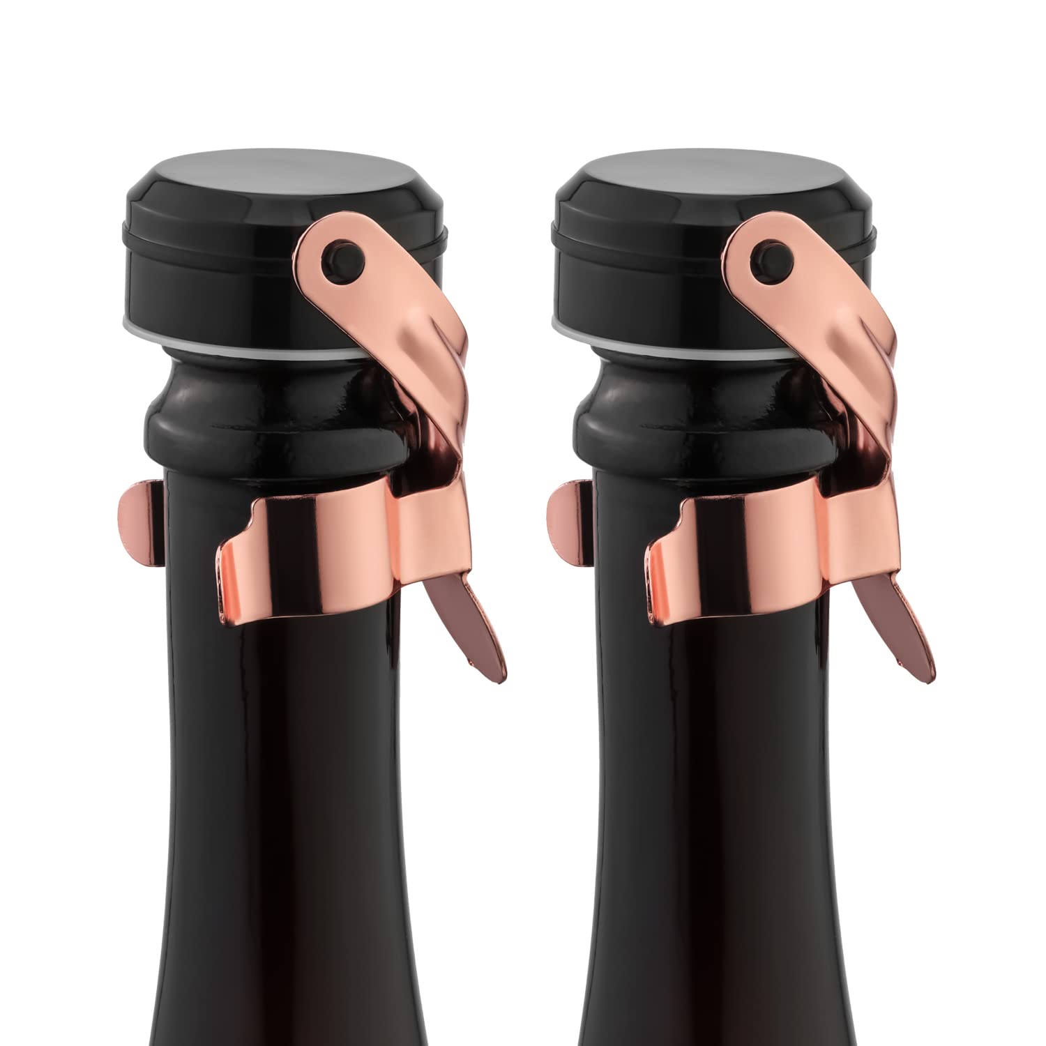 WOTOR Champagne&Wine Bottle Stoppers Stainless Steel with Food Grade Silicone, Leak Proof Keep Fresh Reusable Saver, Cork Suitable for Wine, Champagne, Cava, Prosecco and Sparkling (2 Pack RosegoldïŒ
