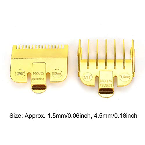 Nikou Limit Comb Guide, Oil Head Hair Clipper Limit Comb Positioning Tooth Guide Comb Haircut Accessory(Gold 1.5MM+4.5MM)