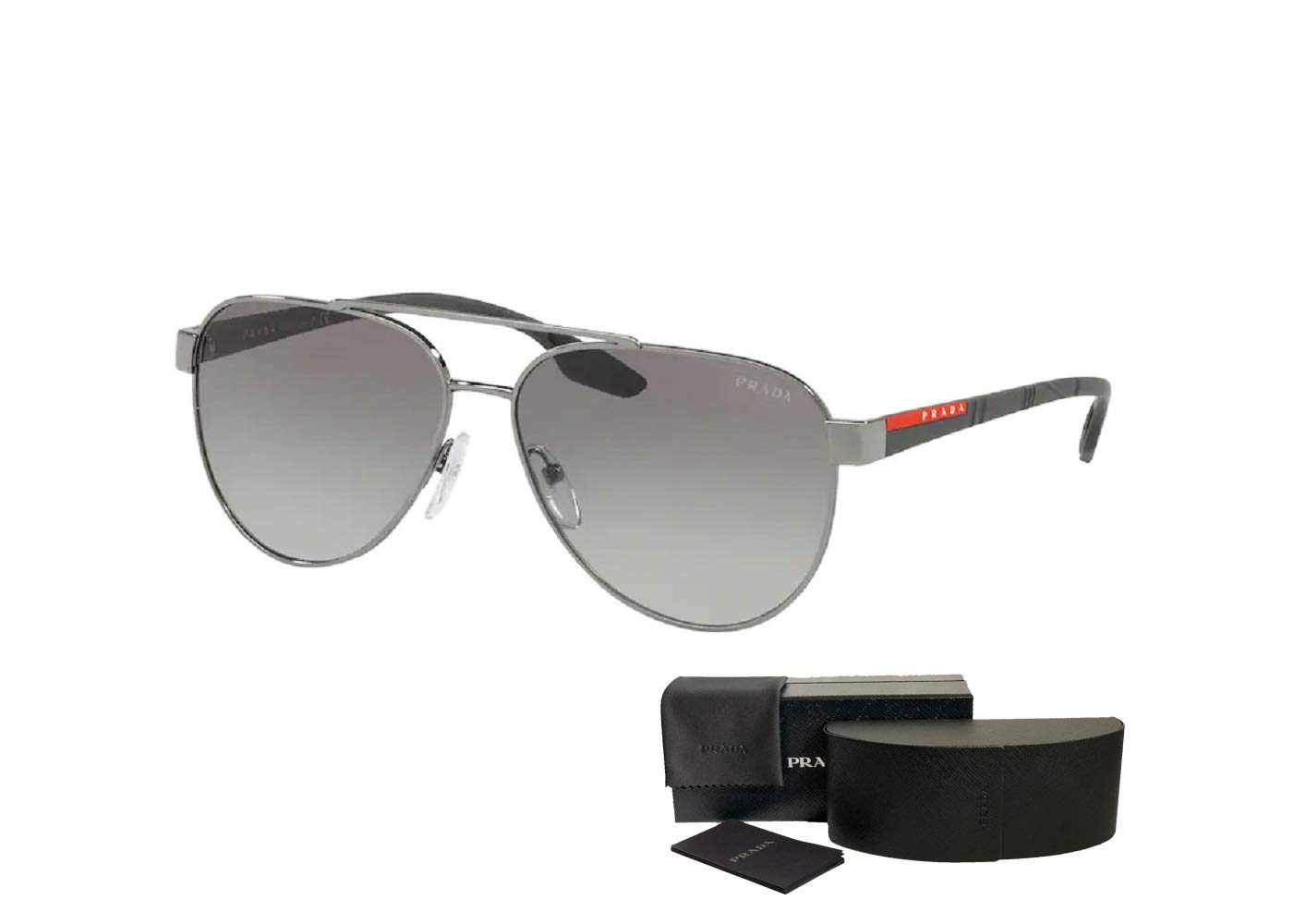 Prada PS54TS LIFESTYLE 5AV3M1 58M Gunmetal/Grey Gradient Aviator Sunglasses For Men+ BUNDLE With Designer iWear Eyewear Kit