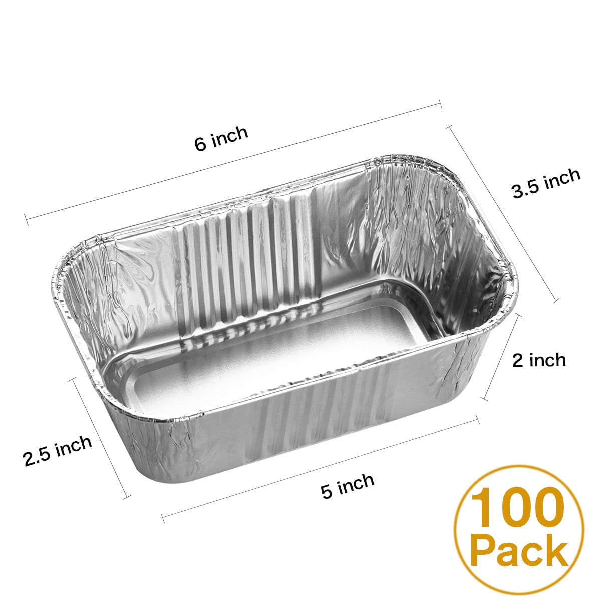 MOACOCK 100 Pack Aluminum Mini Loaf Baking Pans, 1 Lb Heavy Duty Disposable Loaf Pans, 6 x 3.5” Thick Foil Bread Pans for Baking Holiday Treats Food Storage and Takeout