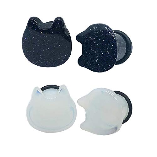 Piercingpops 2 Pairs Cat Opalite/Created-Blue Stone Ear Gauges Tunnels Plugs Stretchers Expander Body Piercing (Gauge=8mm(0g))