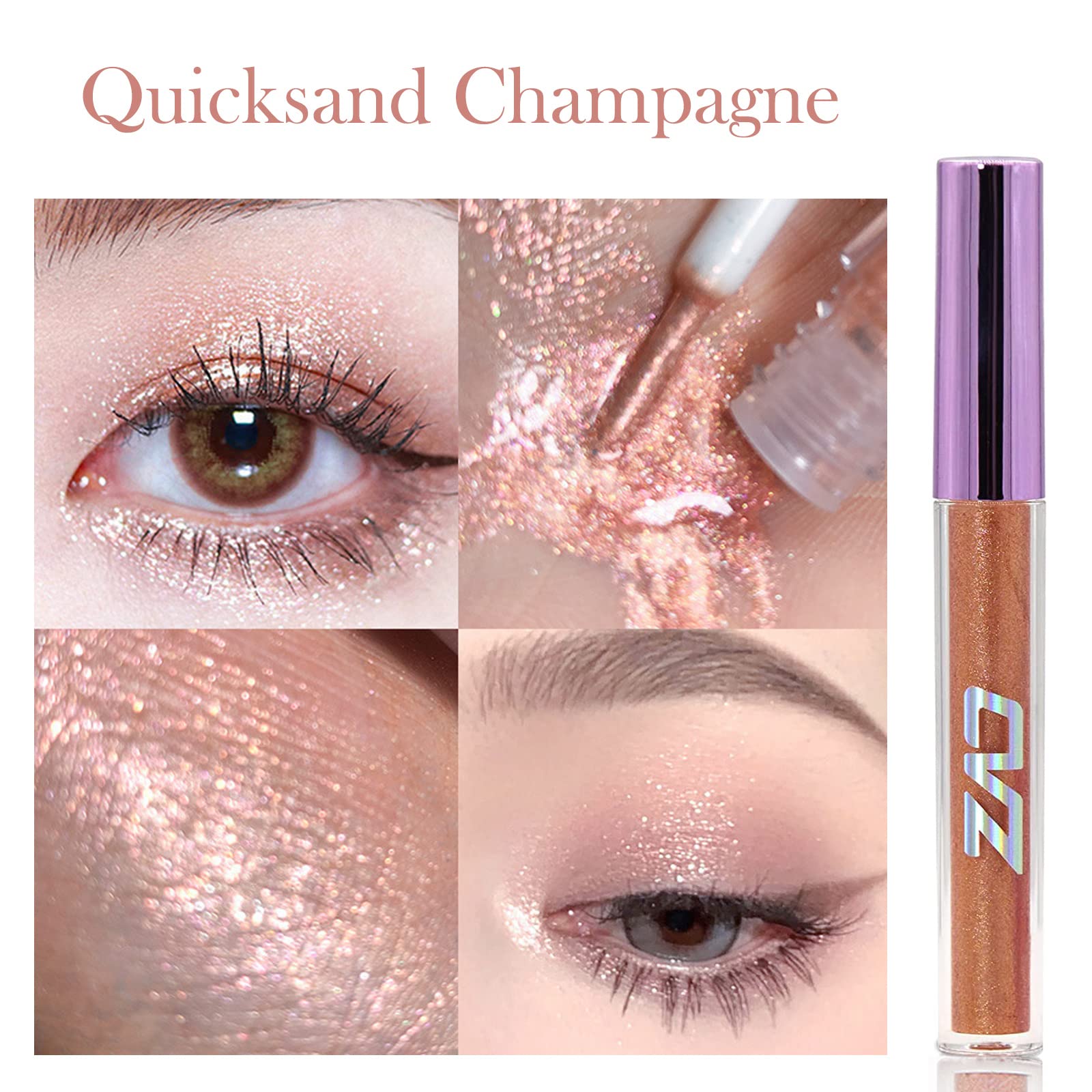 Moakxer 3 Colors Liquid Glitter Eyeshadow,Korean Makeup Eye Shadow Bling,Korean Eye Glitter,Long Lasting Waterproof Sparkling