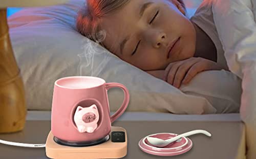 SWIMERY Mug Warmer - Coffee Mug Warmer Keep a Constant Temperature of 135℉ - Coffee Cup Warmer for Cocoa Tea Water and Milk (No Cup), Pink