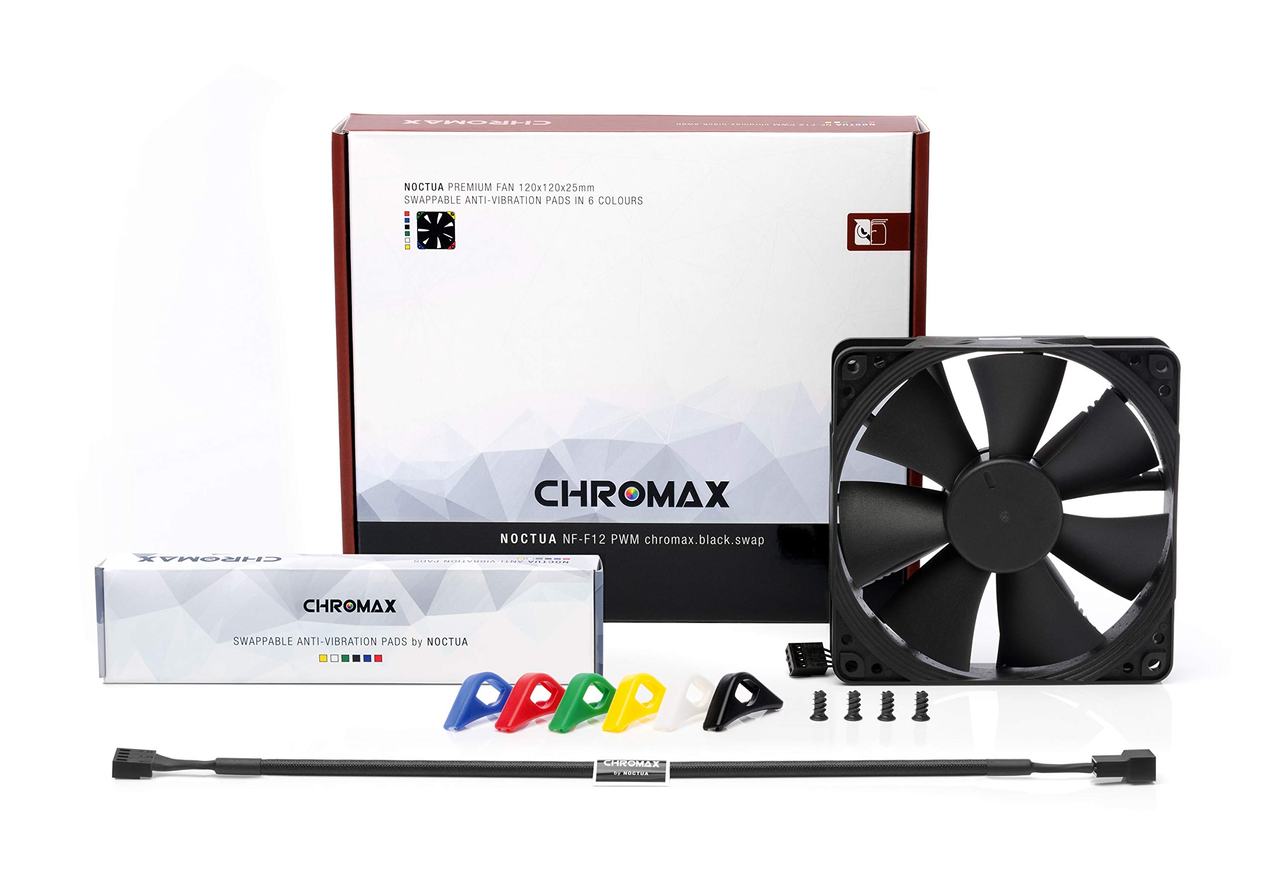Noctua NF-F12 PWM chromax.Black.swap, Premium Quiet Fan, 4-Pin (120mm, Black)