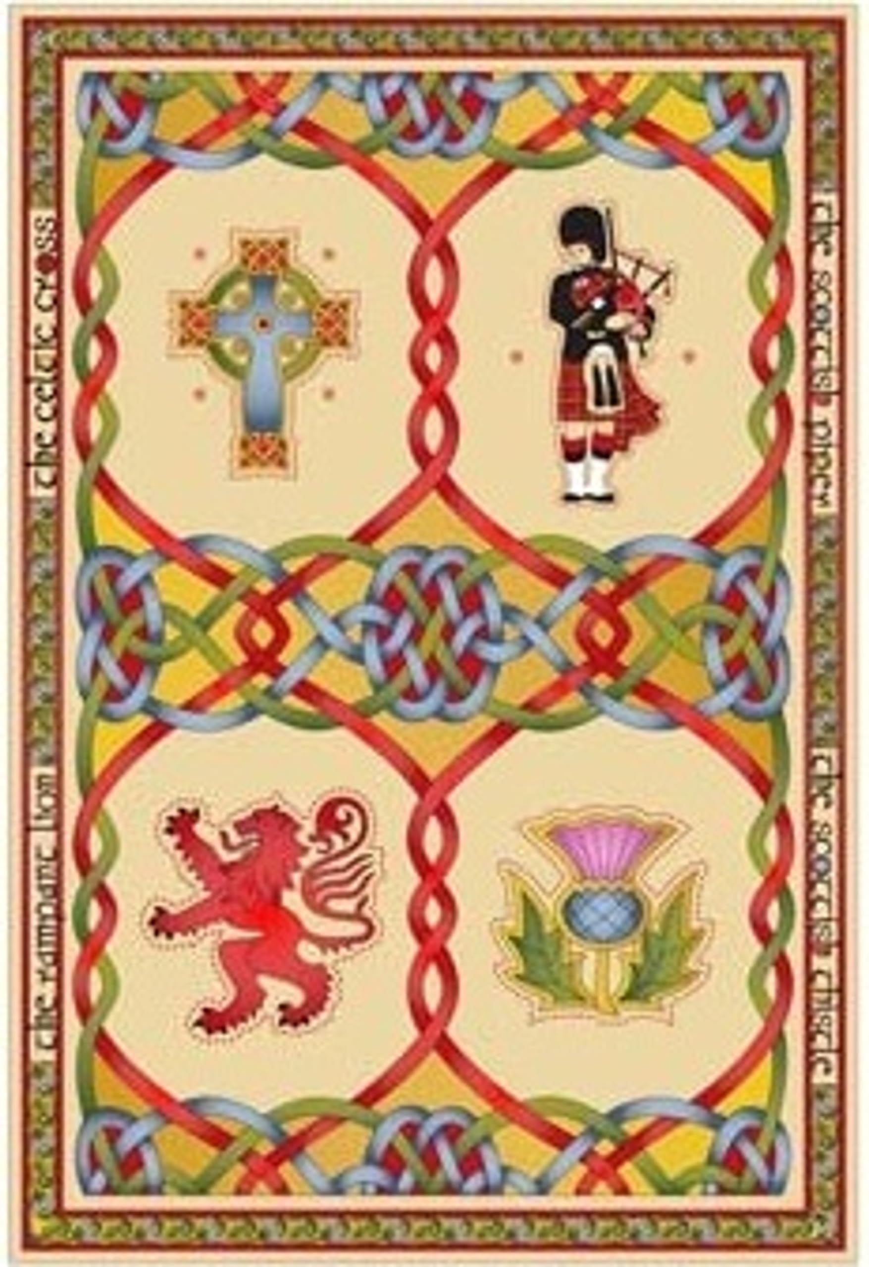 Royal Tara Irish Tea Towel with Celtic Knots Design -100% Cotton (Scottish Emblems)
