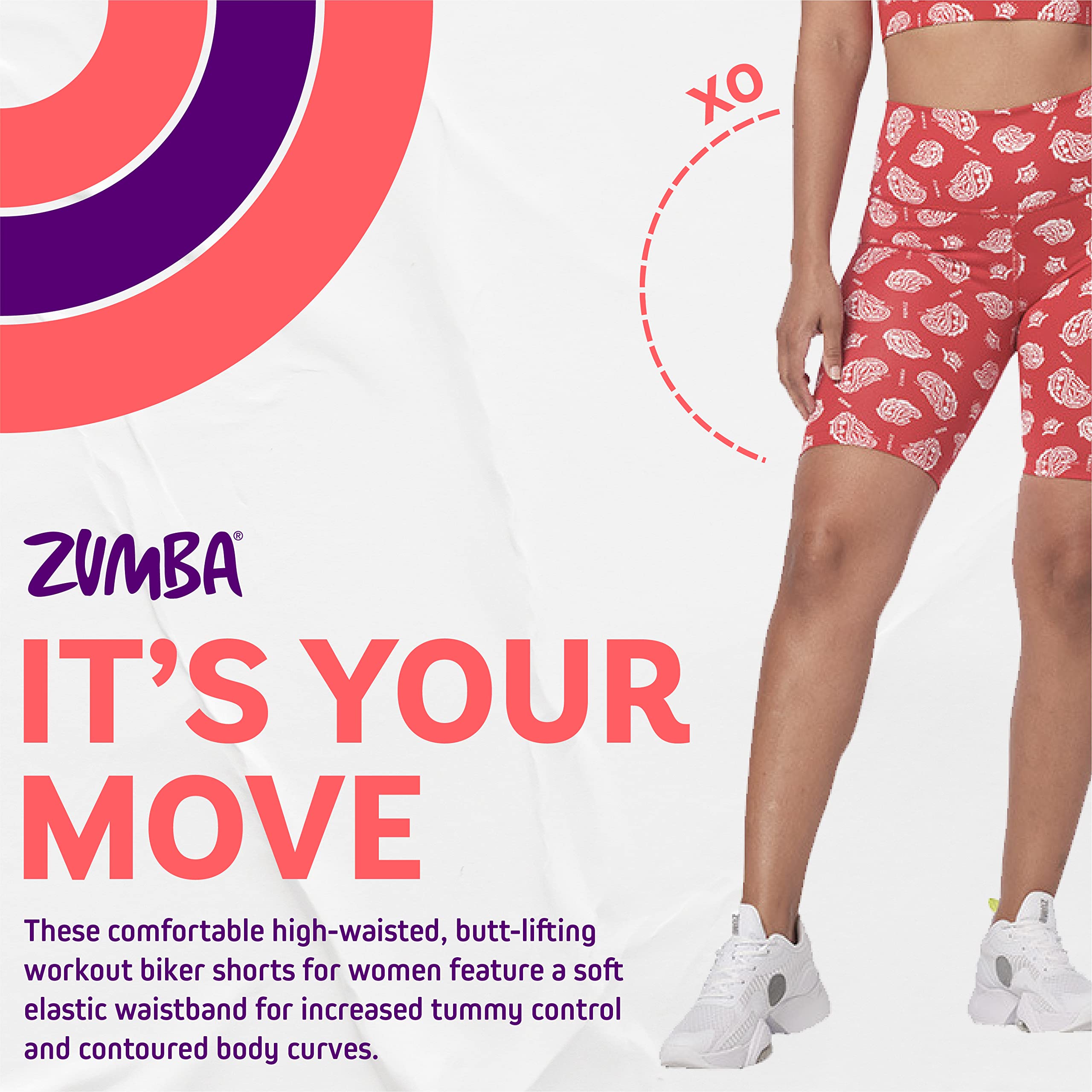 ZUMBA Biker Shorts Clothes for Women Workout High Waisted Shorts, XL, Pink
