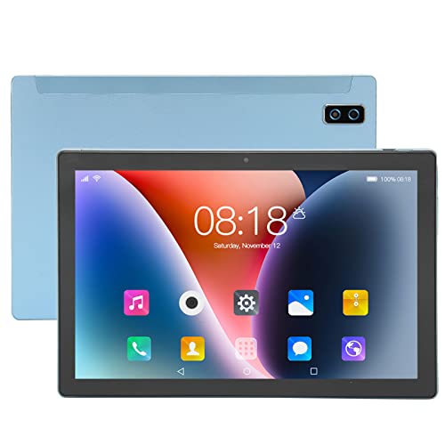 SHYEKYO 5G WiFi Tablet PC, 100-240V FHD 10.1 Inch Tablet Octa Core CPU 6GB RAM 128GB ROM Dual SIM Dual Standby for Android 10.1 for Entertainment (Blue)