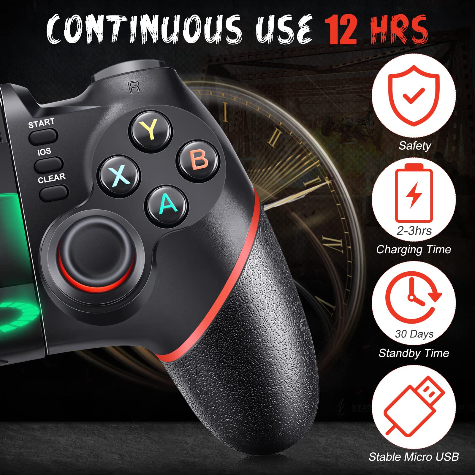 Vbepos Mobile Game Controller, Upgrade 2.4G & Bluetooth Wireless Gamepad for iPhone/Android/PC Windows/ PS4/ PS3/ Smart TV
