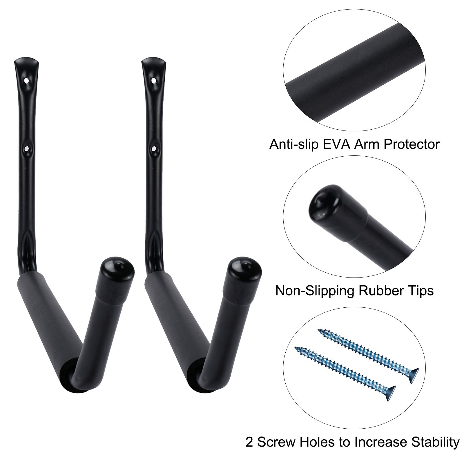Patioer Garage Storage Heavy Duty Hooks, 15 Inch Large Arm Kayak Rack, 6 Pack Wall Mount Canoe Hangers