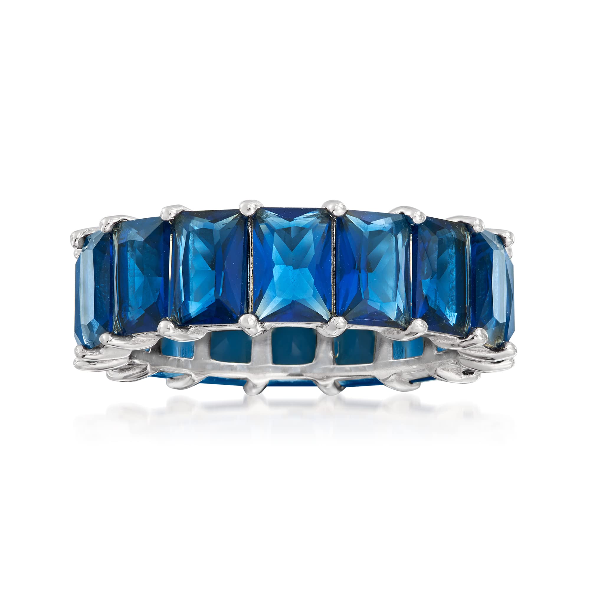 Ross-Simons 8.25 ct. t.w. Simulated Sapphire Eternity Band in Sterling Silver. Size 6