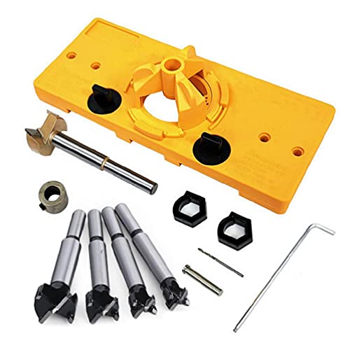 Precise Multifunctional Hinge Hole Opener 15mm-35mm Boring Hole Drill Guide Dowel Jig Kit System Woodworking Tools Doweling Jig Kit Punching Locator Hinge Hole Opener Woodworking 15-35mm Drilling