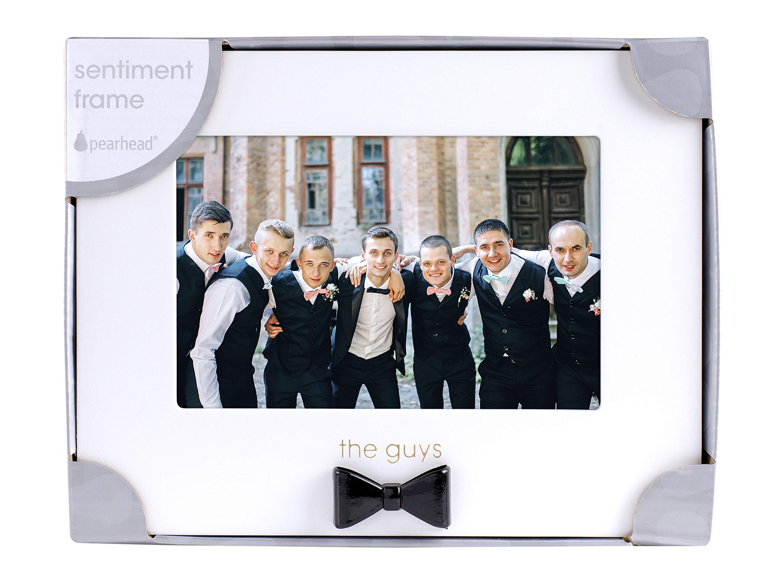 Pearhead The Guys 4x6 Wedding Keepsake Picture Frame, Groomsmen Gifts, Keepsake for Wedding Party, White