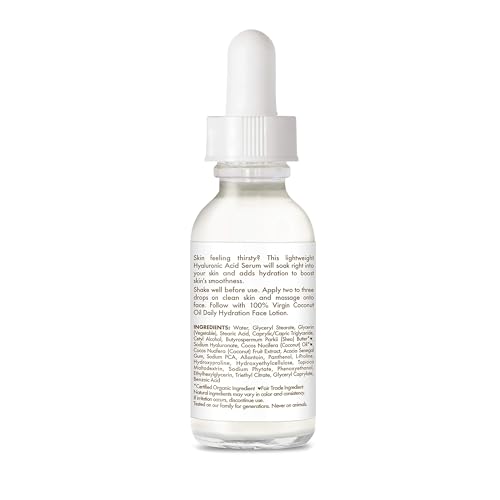 SheaMoisture Hyaluronic Acid Serum for Dry Skin 100% Virgin Coconut Oil Paraben Free Face Serum 1 fl oz