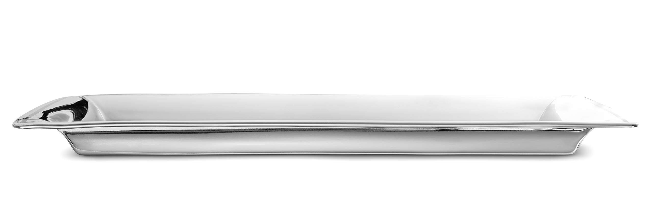 Royalty Art Fancy Serving Tray, 16” x 9.5”, Polished Silver Stainless Steel, Elegant Home Decor for Appetizers, Hor Dourves, Wine, and Event Hosting, Engraved Black Line