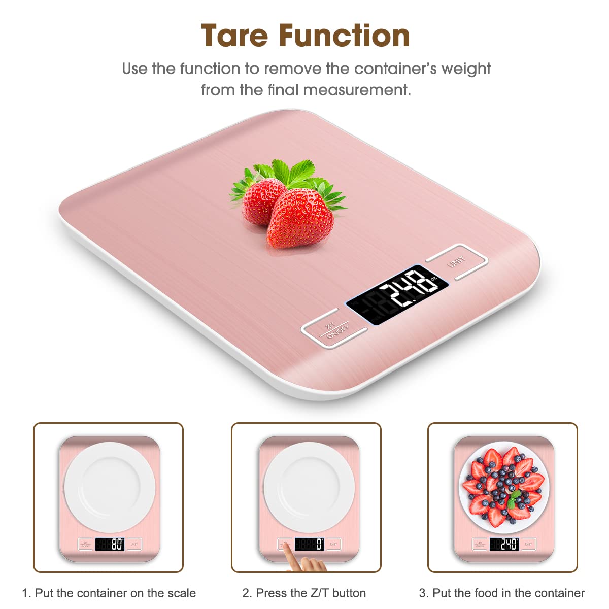 Mik-Nana Food Scale Pink, 11lb Digital Kitchen Scales Weight Ounces and Grams for Weight Loss Cooking Baking, 0.1oz/1g Precision