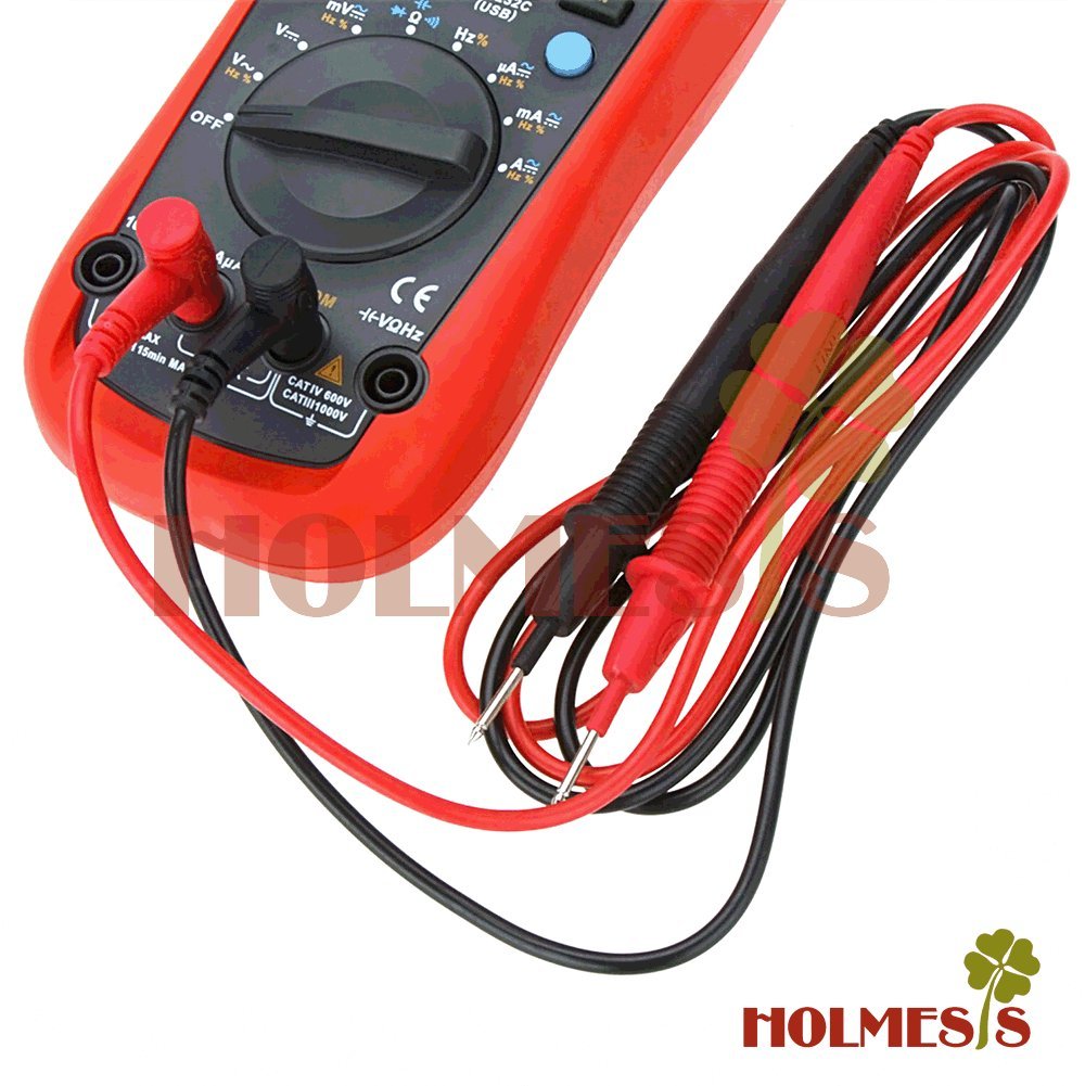 Multimeter - UNI-T UT61D RMS Digital Multimeter 6000 Counts Auto Range LCD backlight-red and black