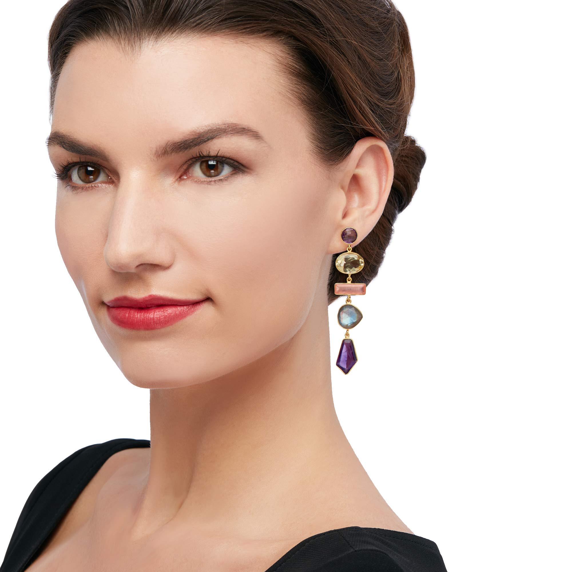 Ross-Simons 29.00 ct. t.w. Multi-Gemstone Drop Earrings in 18kt Gold Over Sterling