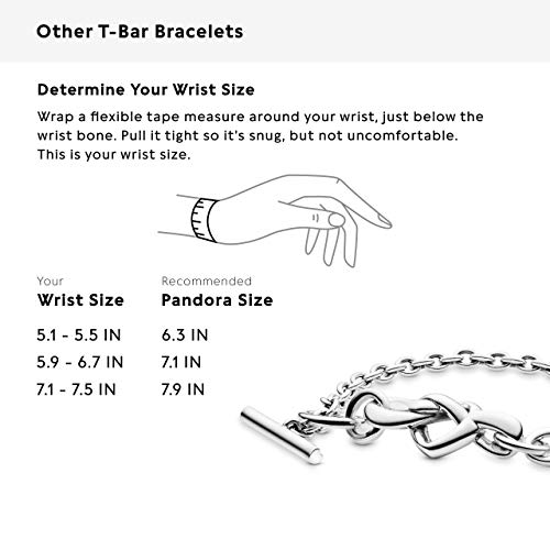 Pandora Jewelry Knotted Heart T-Bar Sterling Silver Bracelet, 7.1"