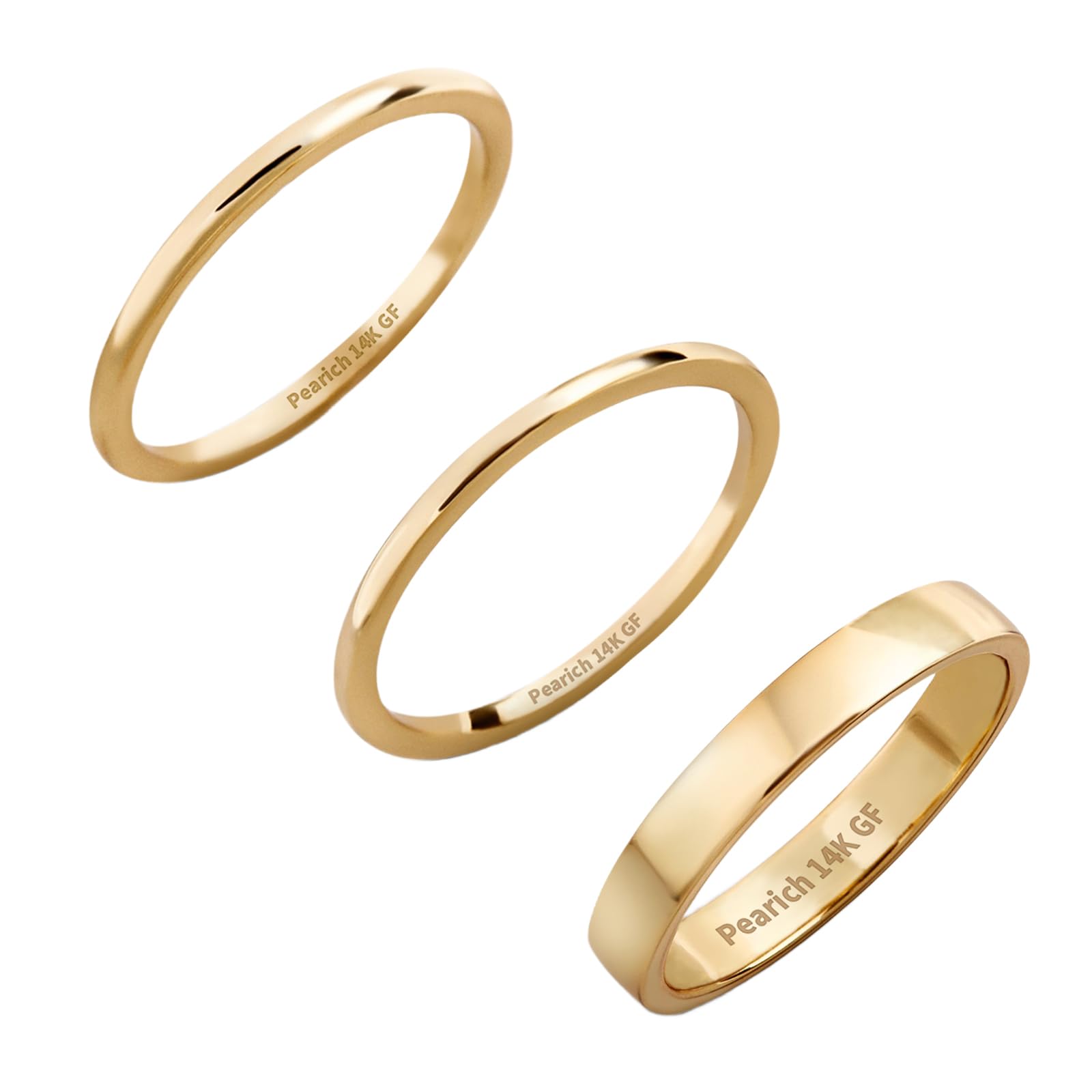 Pearich 14K Gold Filled Stacking Rings Band Rings for Women Thin Gold Ring Plain Statement Ring Comfort Fit Size 8