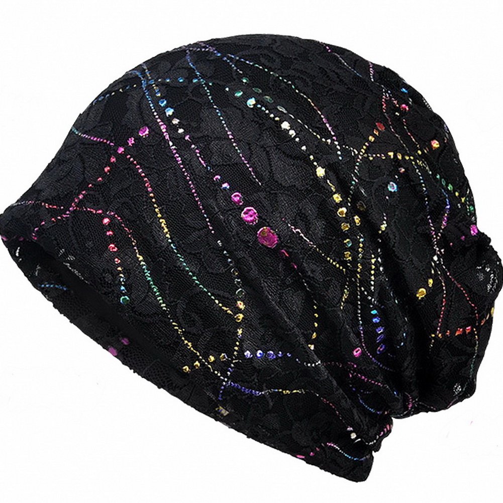MuYiTai Women Cotton Beanie Chemo Caps for Cancer Patients Pack of 2 Black Beige