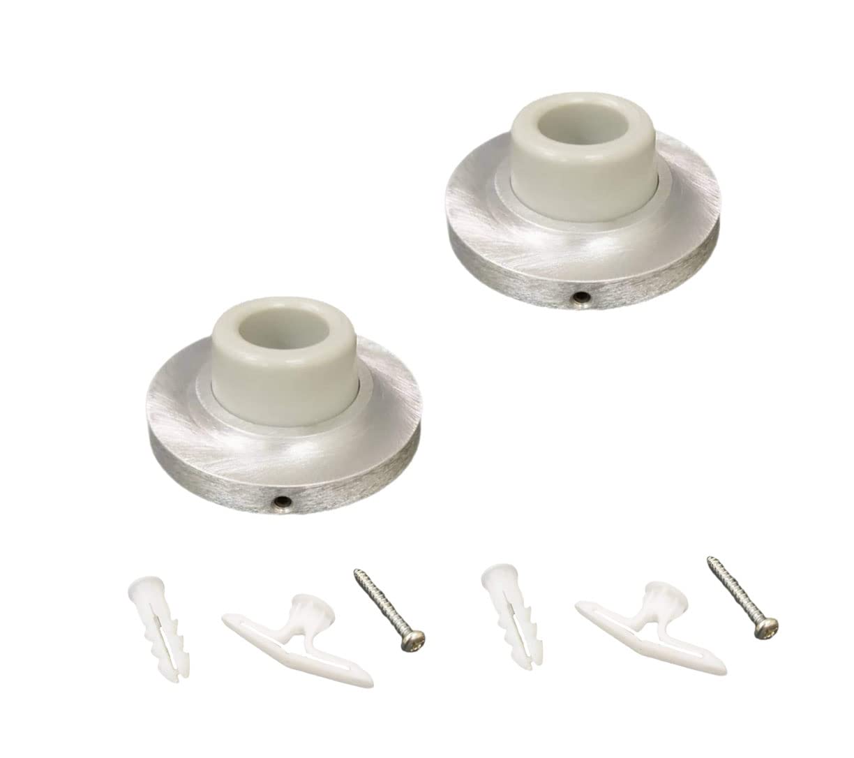 QCAA Heavy Solid Metal Wall Mount Concave Door Stop, Wall Protector, 2-1/2" Diameter, Satin Chrome, 2 Pack