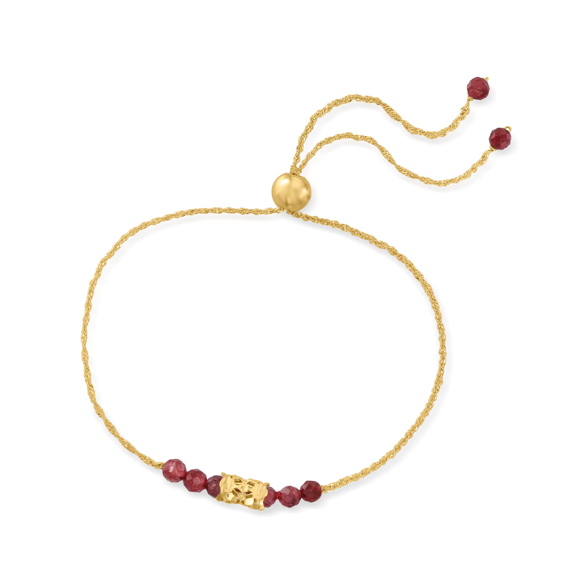 Ross-Simons 3.50 ct. t.w. Ruby Bead Bolo Bracelet in 14kt Yellow Gold
