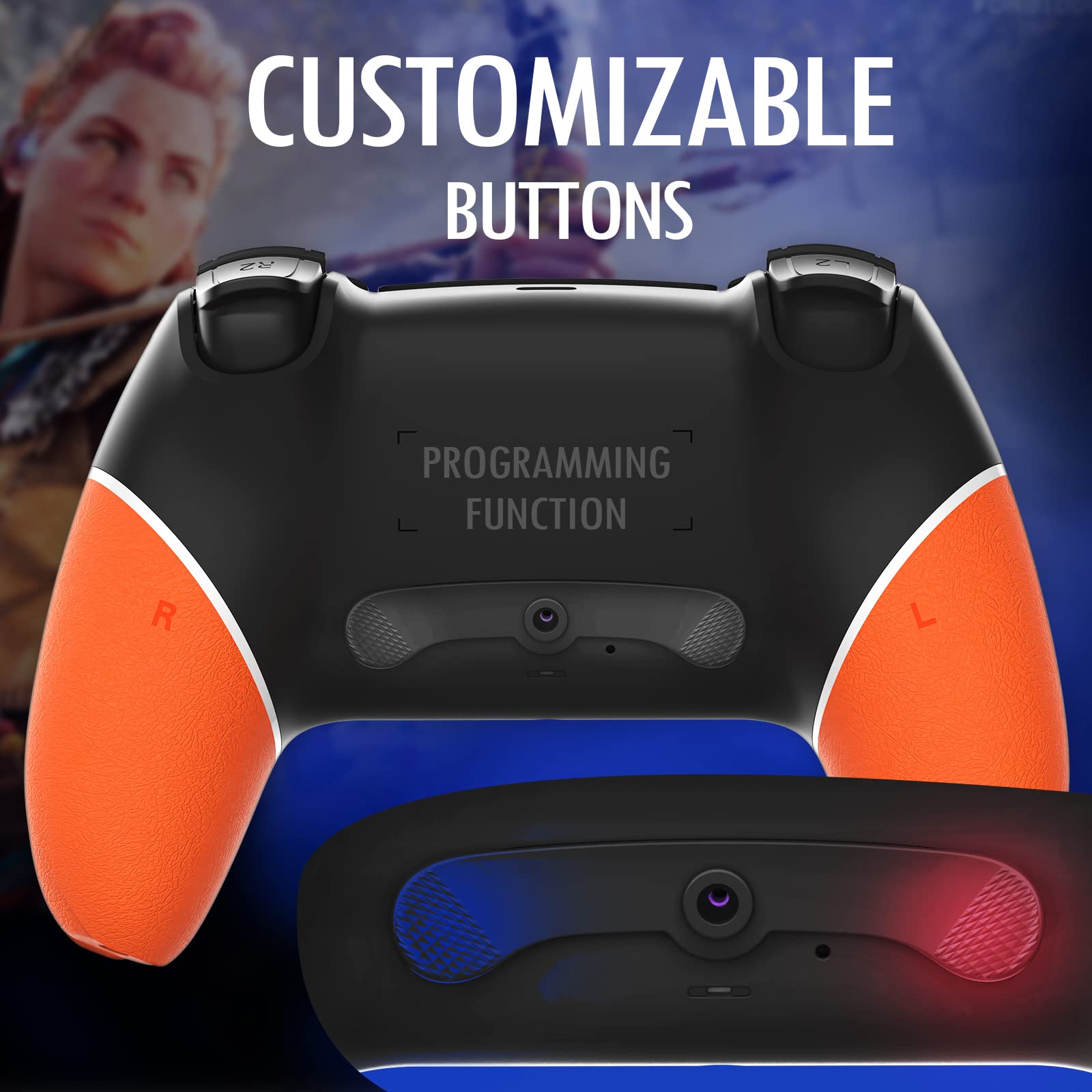 TECHPEIN for PS4 Controller Compatible with PS4/Pro/Slim -Gamepad Controller with Audio Function and Built-in 6-Axis Gyroscope, Double Shock Gaming Controller(Orange)