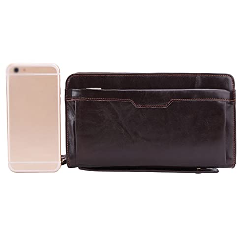 ZCMEB Men's Men's Wrist Handbag Double Zipper Wallet Wallet Mobile Phone Cash Card Holder