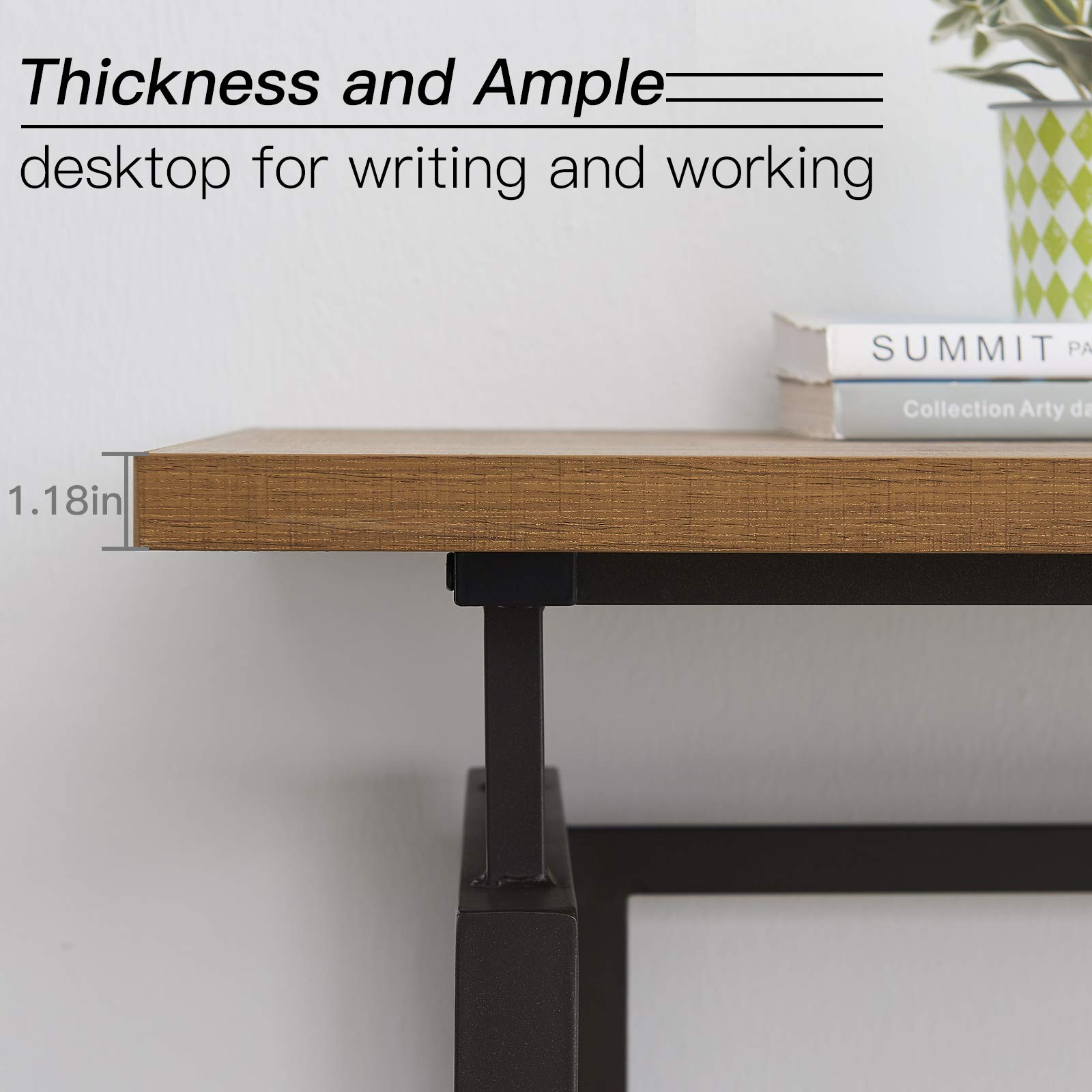 OIAHOMY Home Office Desk,Industrial Computer Desk 55β Large Rustic Office Desk Workstation Study Writing Desk Vintage Laptop Table for Home & Office-Oak