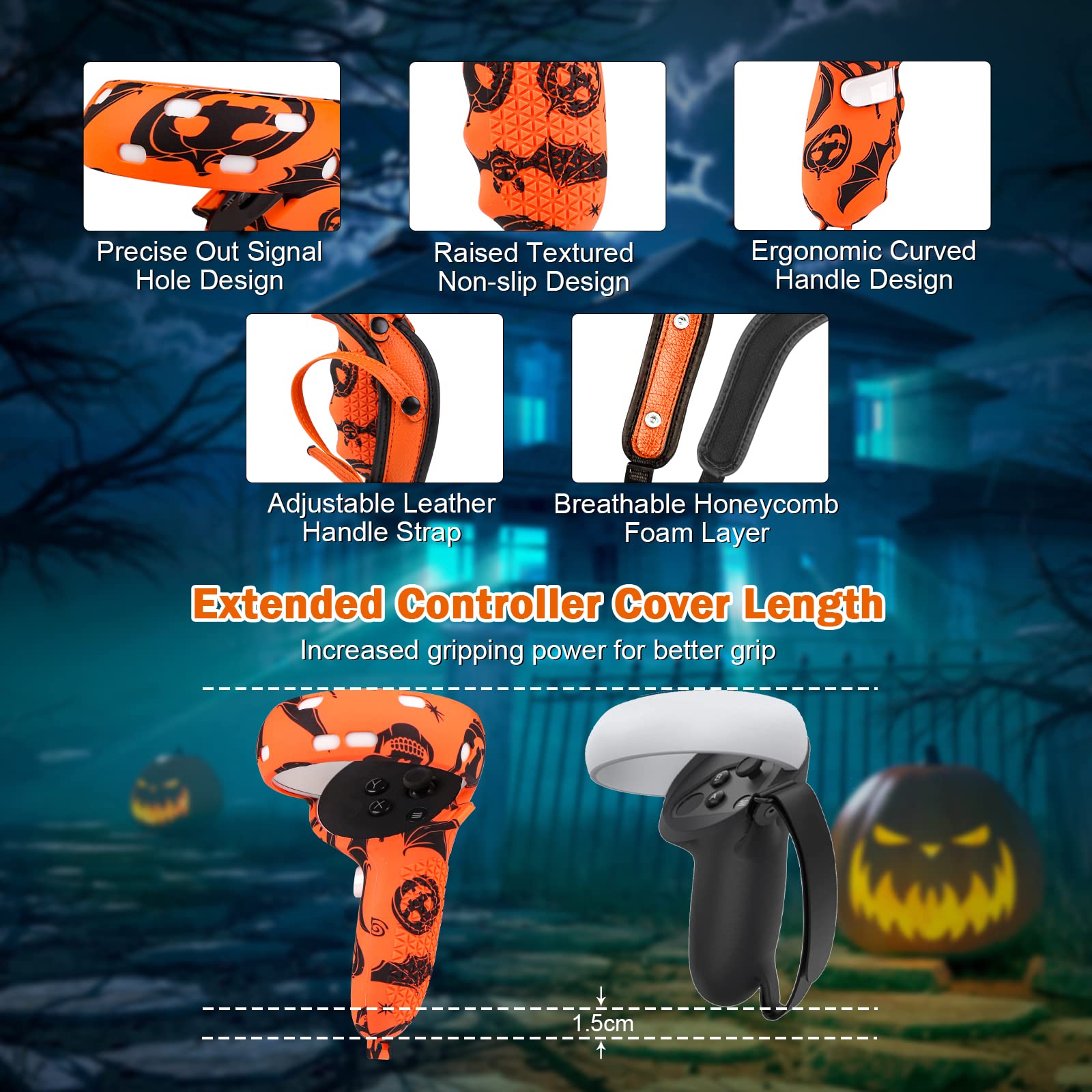 YIZEIJOB VR Accessories for Meta Quest 2, Protective Silicone Cover Set Compatible with Oculus Quest 2, Unique Patterns to Dress Up Quest 2 Headset & Controllers