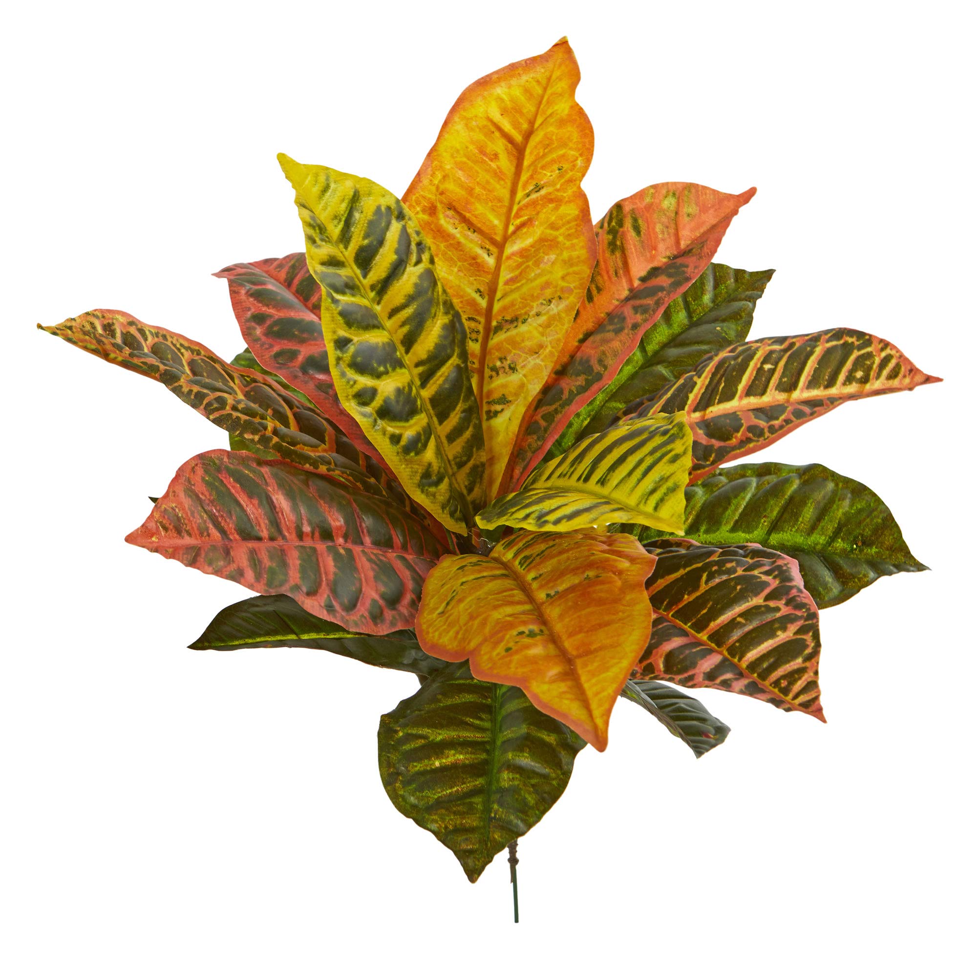 Nearly Natural 17” Garden Croton Artificial (Real Touch) (Set of 6) Silk Plants, Multi