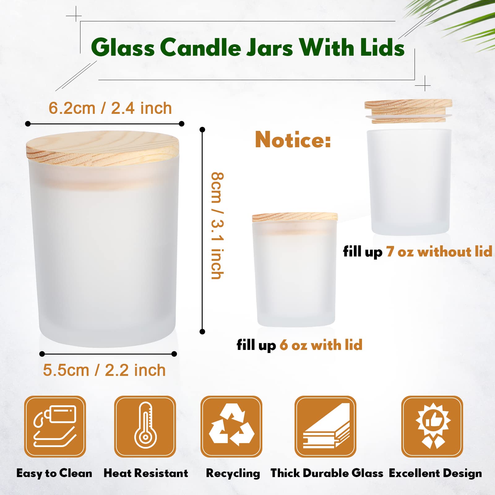 Nuogo 20 Pcs, 6 oz Frosted Empty Candle Tins with Lids for DIY Candle Containers Glass Jar making candle Kit for making candle Gifts