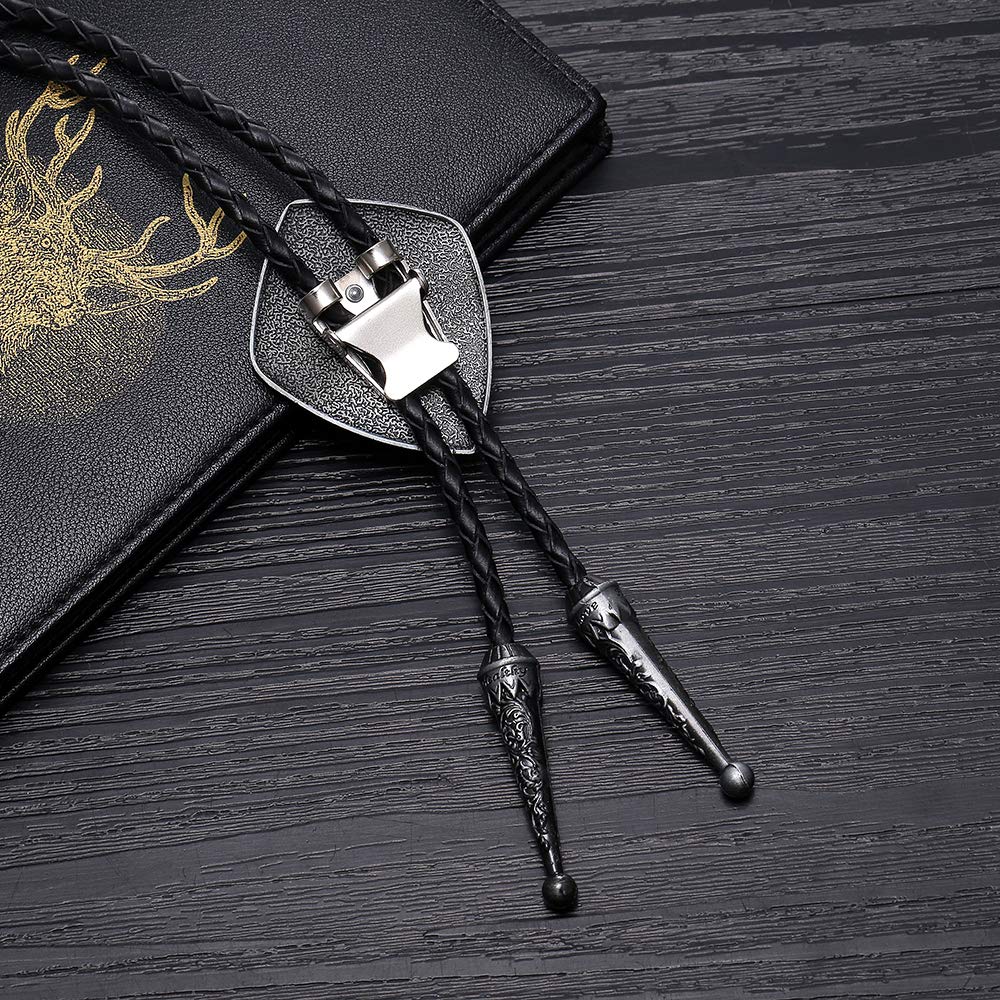 QQA Western Cowboy Bolo Tie for Men Vintage Eagle Shield Star Pattern Necklace Bolo Tie for Men Women