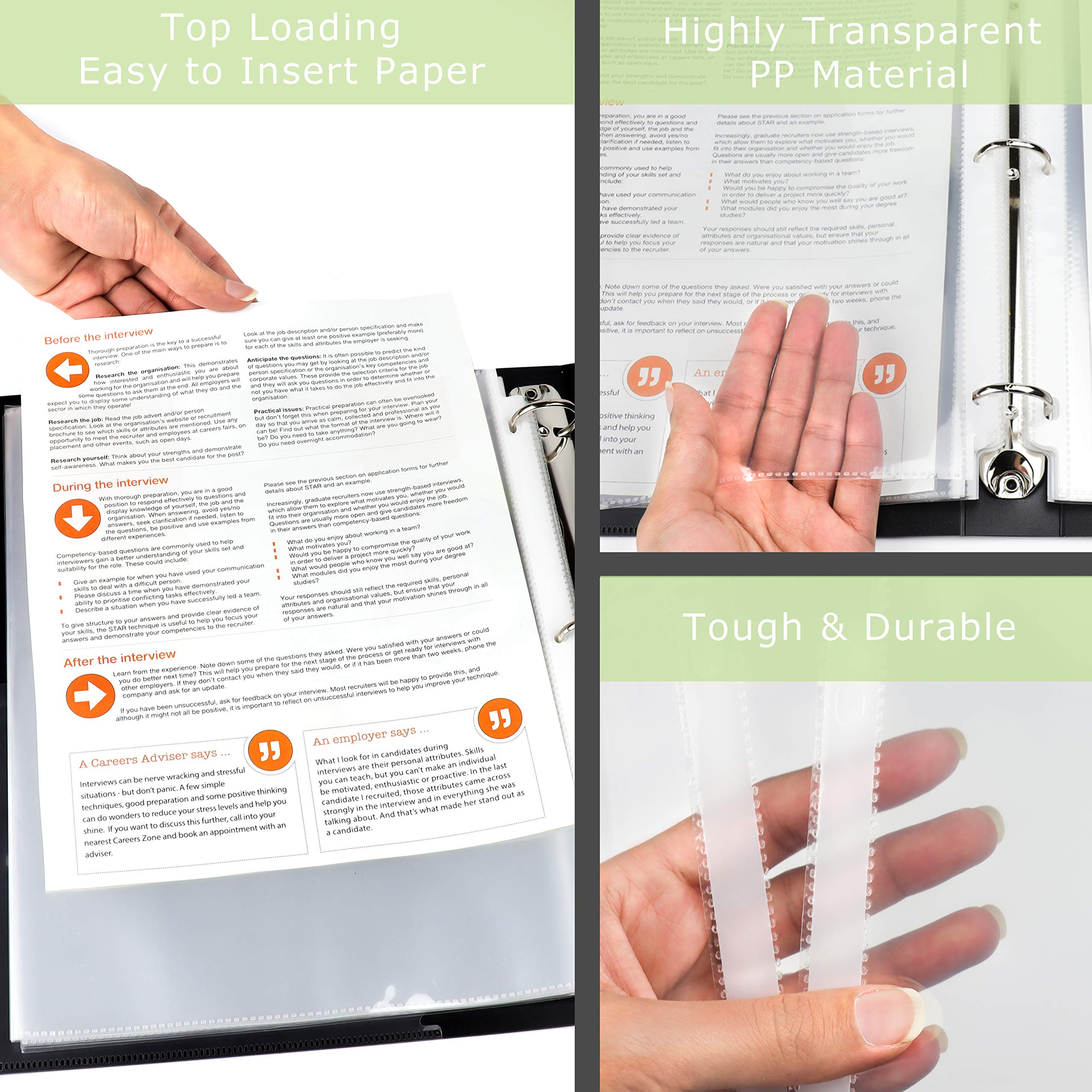 Office Werks 100 Sheet Protectors, Heavy Duty 8.5 X 11 Inch Clear Page for 3 Ring Binder, Plastic Sheet Sleeves, Durable Top Loading Paper Protector with Reinforced Holes Archival Safe