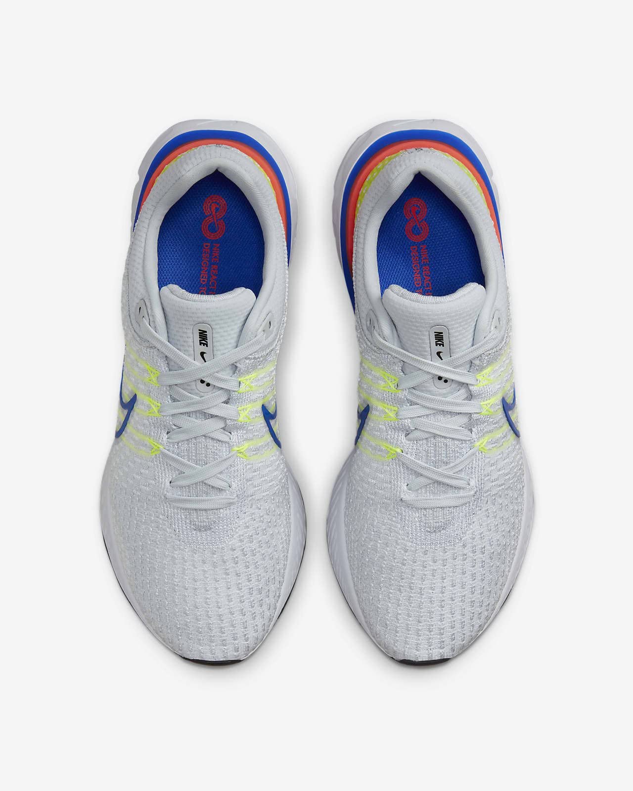 Nike Men's React Infinity Run Flyknit 3 Running Shoes, Pure Platinum/Racer Blue, 10.5 M US