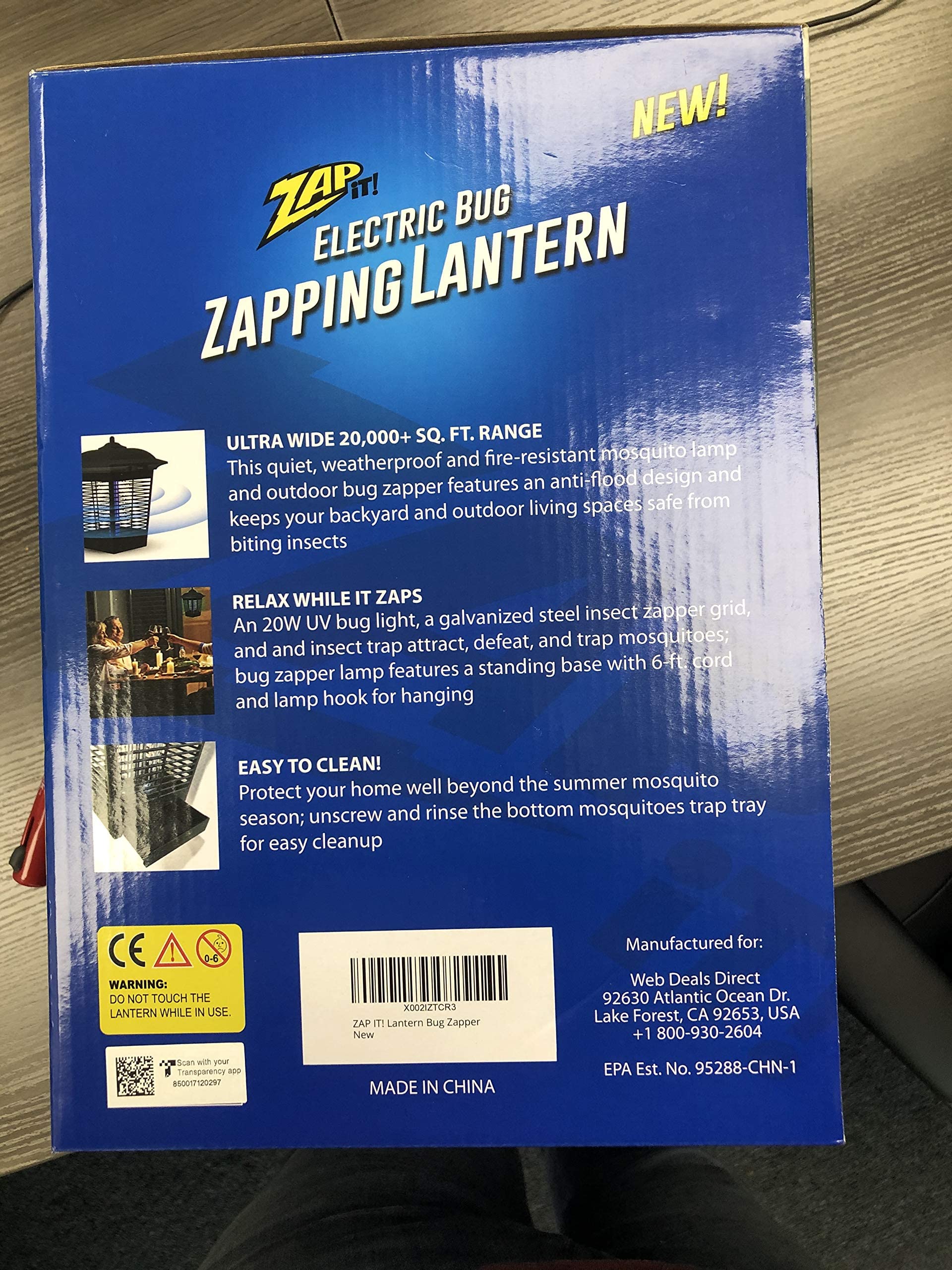 ZAP IT! Electric Bug Zapper Lantern - Indoor and Outdoor Plug-in 360 Degree Mosquito Control, Insect and Fly Killers | UV Light and Electric Shock Mosquito Killer Lamp | Includes Bug Collector