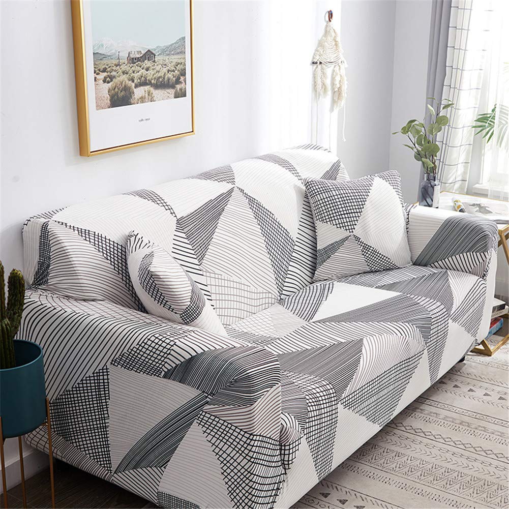nordmiex Printeded Stretch Sofa Slipcover - 1 Piece Elastic Polyester Spandex Couch Covers- Universal Fitted Sofa Slipcover Furniture Protector (Loveseat Sofa,Black/Cream)