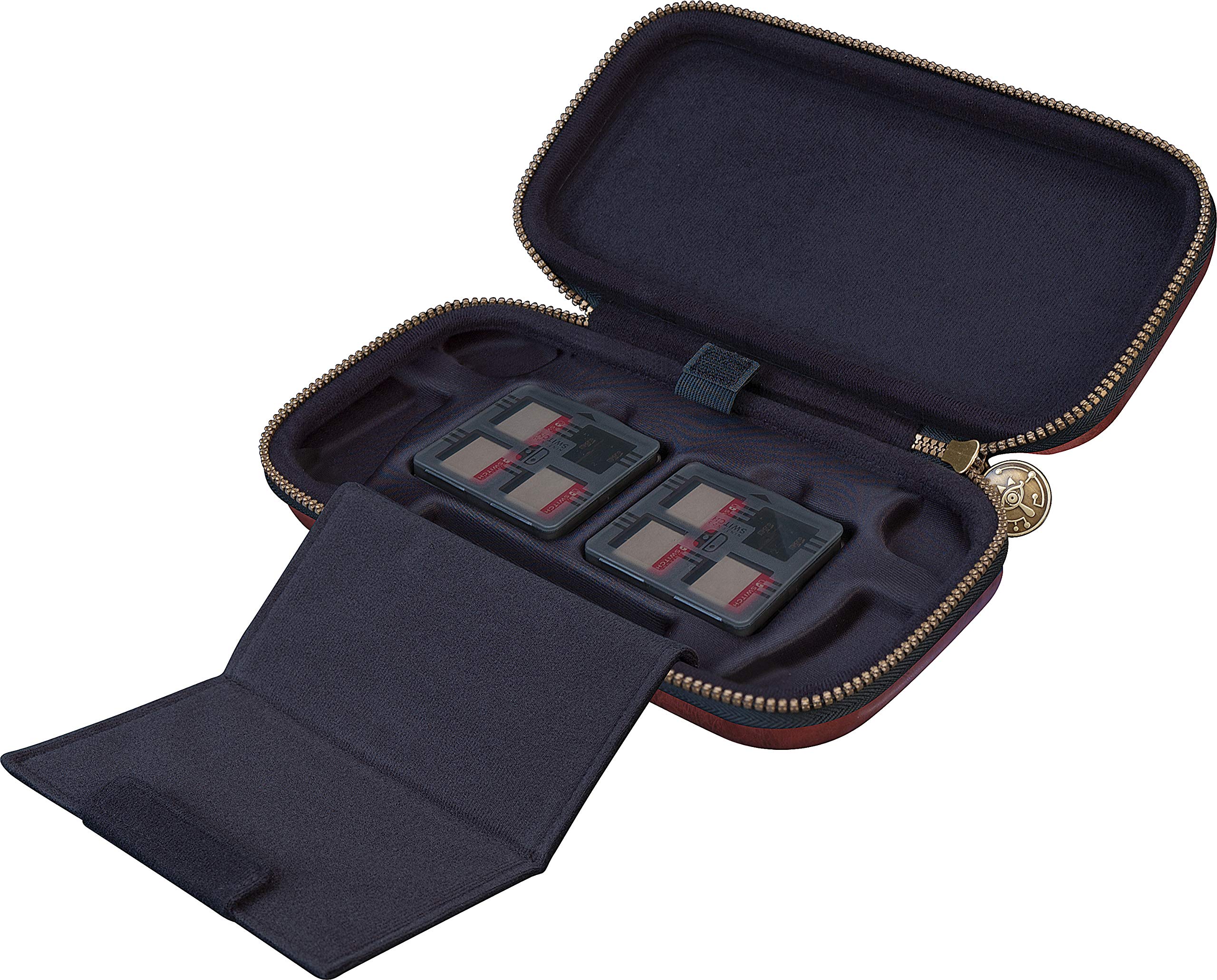 Officially Licensed Nintendo Switch Deluxe Zelda Link Travel Case – Premium Hard Case Made with Koskin Saddle Leather Embossed with Zelda Breath of The Wild Art 2 Game Cases