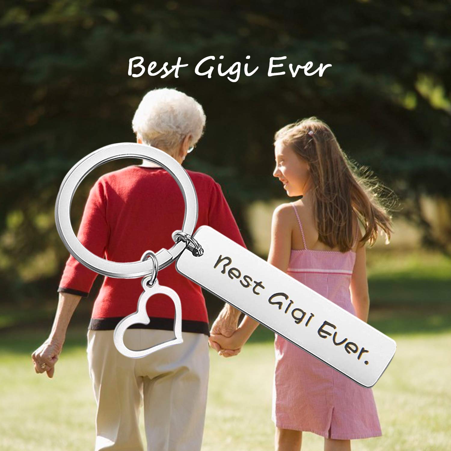 QIIER GiGi GIFT Best Gigi Ever Keychain Christmas Birthday Mother's Day Gift for Grandma (silver)