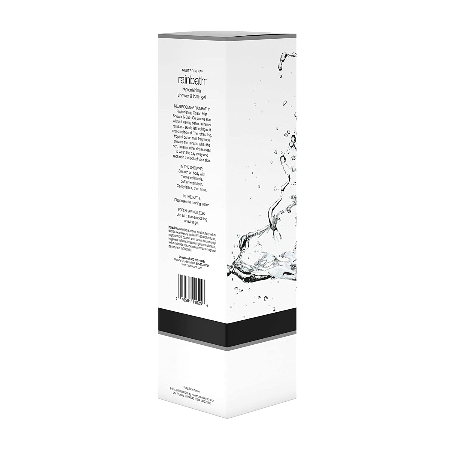 Neutrogena Rainbath Replenishing and Cleansing Shower and Bath Gel, Moisturizing Body Wash and Shaving Gel with Clean Rinsing Lather, Ocean Mist Scent, 32 fl. oz (Pack of 2)