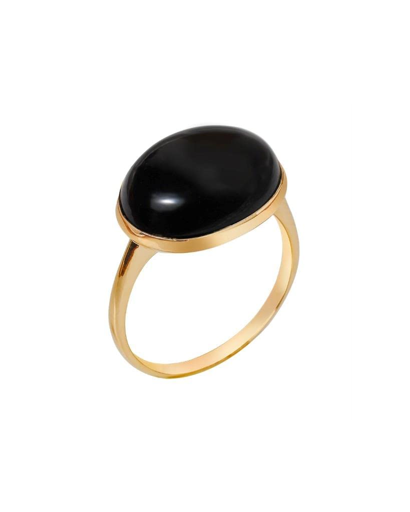 YoTreasure Black Onyx Ring 14k Gold Over 925 Silver Oval Shape Gemstone Jewelry