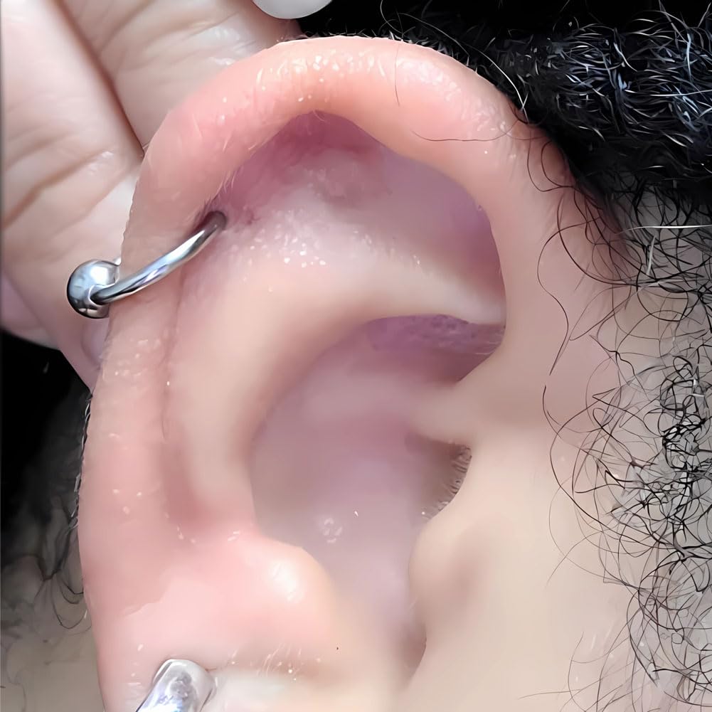 NewkeepsR 2 Pairs-16G(1.2mm) Implant Grade Steel Hinged Clicker Captive Bead Segment Rings,Setpum Tragus Helix Hoop Earrings Piercing Jewelry-Diameter(6mm/8mm)