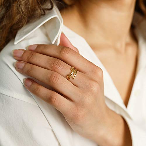 Shinelady Personalized Rings for Women Custom Any Name Ring with 1-3 Kids Name Dainty Sterling Silver Statement Ring Gift for Girlfriend, Wife, Mom, Grandma