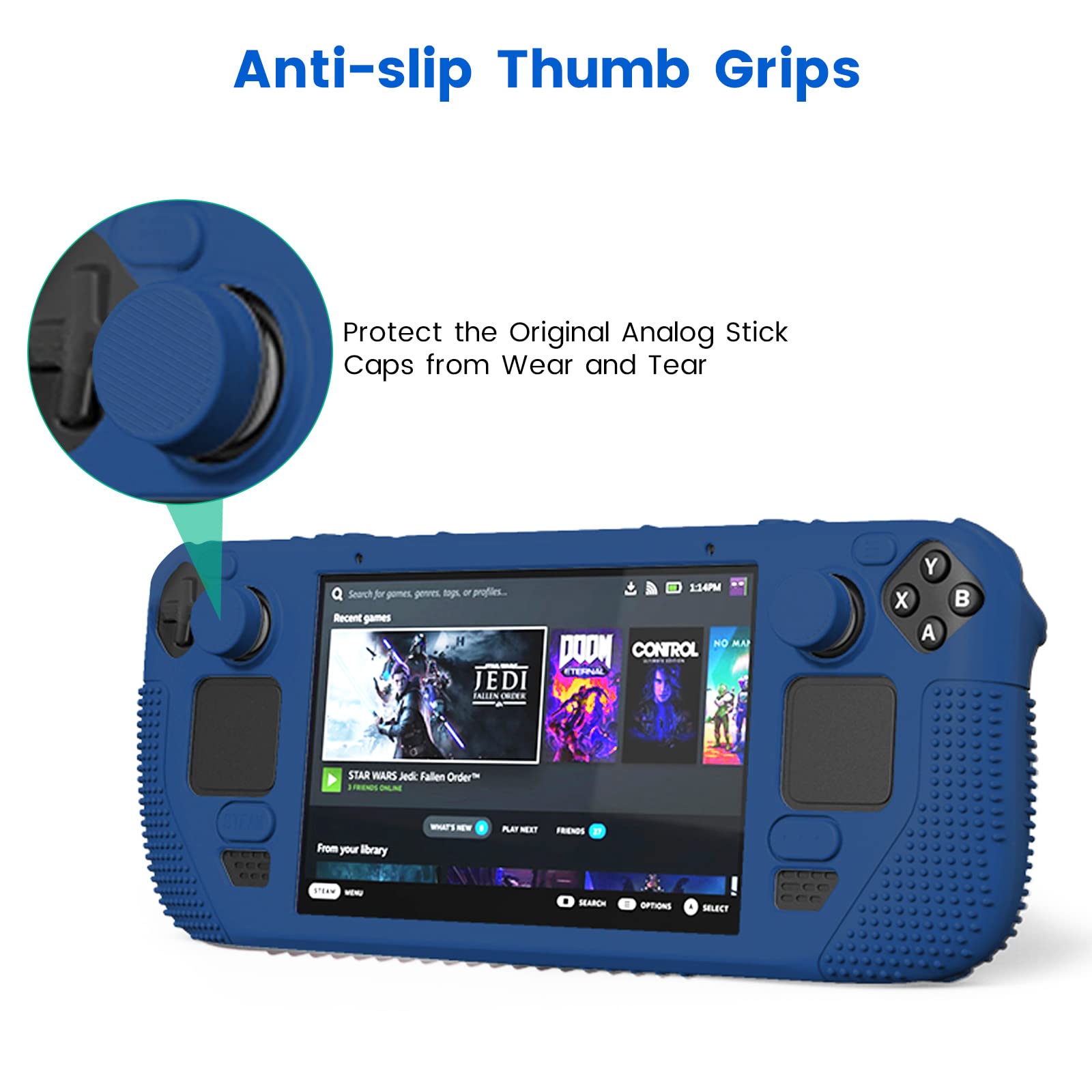 YEAOI Case for Valve Steam Deck 2022, Support Standing, Silicone Protector, Protective Cover with 4 Rocker Caps