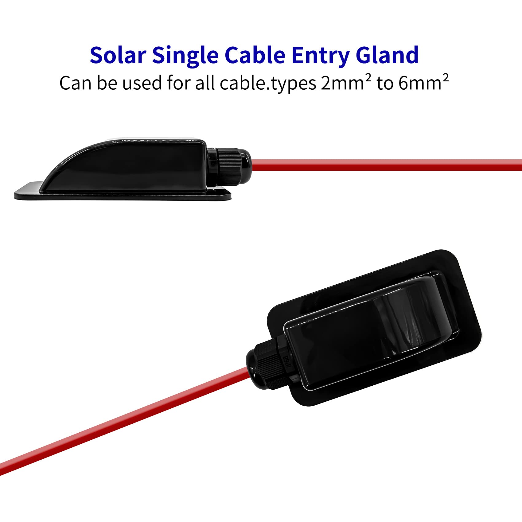 Zayin ABS Single Solar-Cable-Entry-Gland-Housing Cable Entry Plate 3mm to 12mm Solar Single Cable Entry Gland Box for RV roof Waterproof,Boats,Yacht,Roofs(Black)