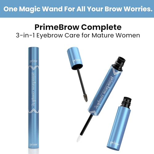 Prime Prometics PrimeBrow Complete β 3-in-1 Eyebrow Care for Mature Women β Eyebrow Mousse Tints, Magic Spoolie Brush Shapes, Eyebrow Growth Serum Fills Bald Spots (Taupe)