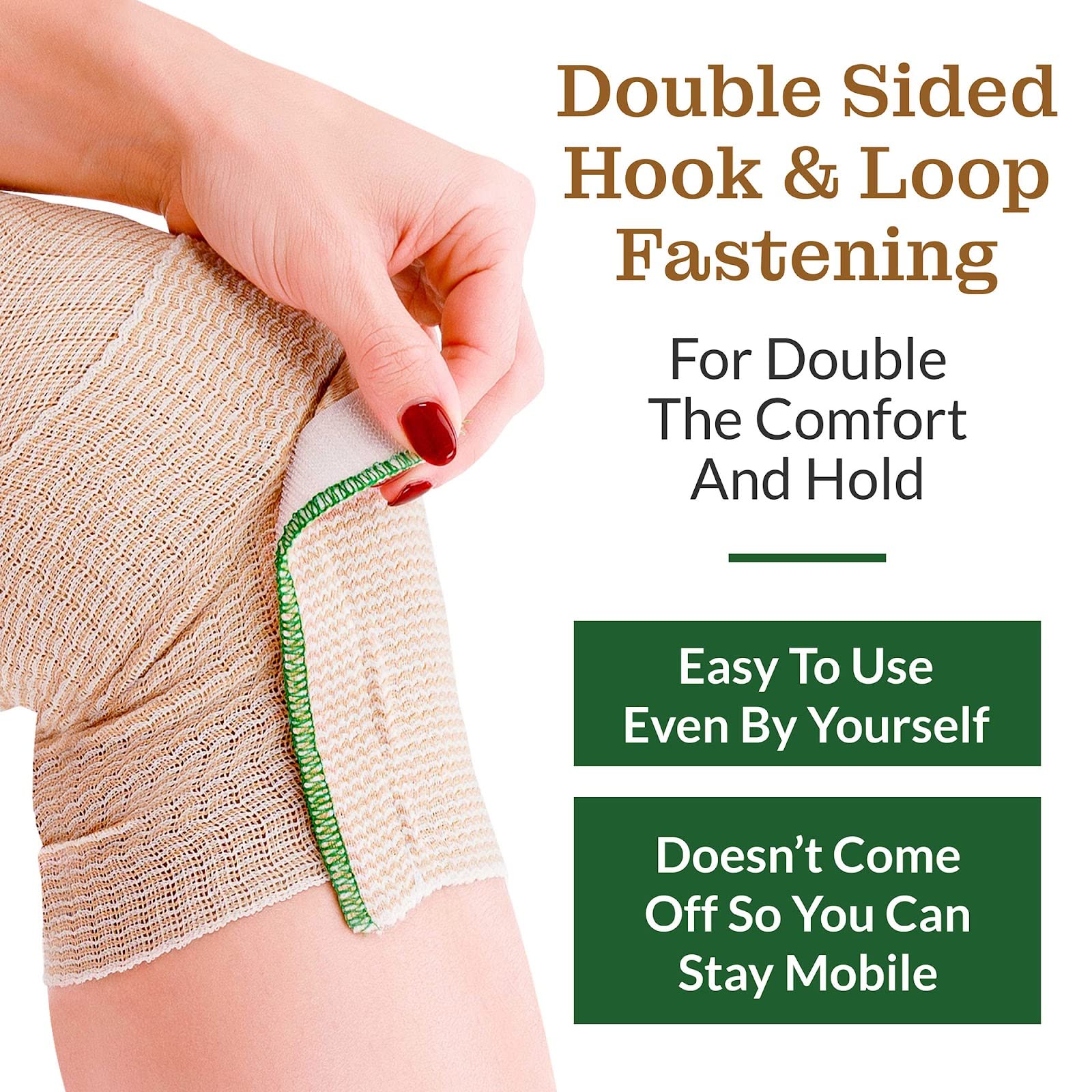 Premium Elastic Bandage Wrap (6” Wide, 2 Pack) - Nexskin Latex Free Athletic/Medical Compression Bandages Hook & Loop Fasteners at Both Ends - Lifetime Washable & Reusable USA Grown Cotton Bandage