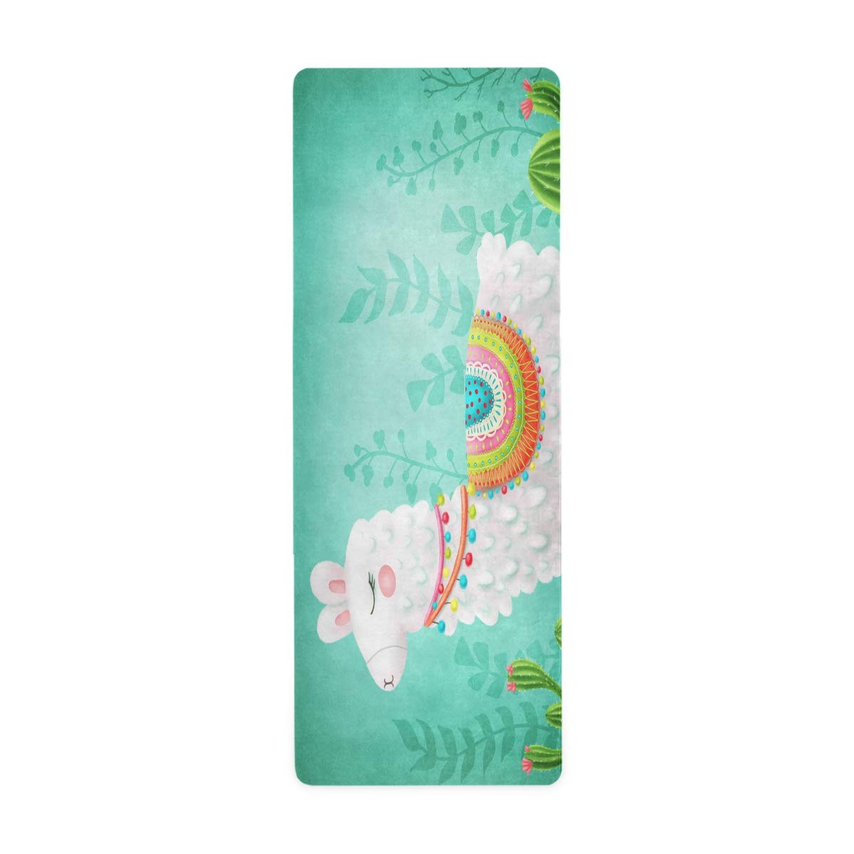 Qilmy Llama Yoga Mat Non-Slip Foldable Sweat Absorbent Travel Yoga Mat with Carrying Bag for Yoga, Pilates, Exercise, Workout, Bikram and Hot Yoga 71 x 26 Inch