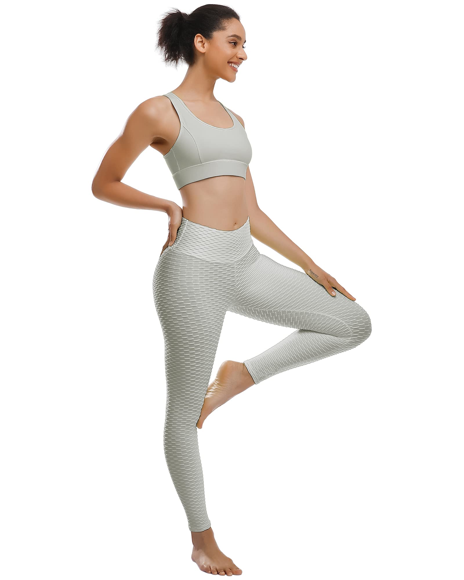 NORMOV Butt Lifting Anti Cellulite Leggings, Scrunch Butt Peach Booty Lifting Leggings for Women(Gray, L)